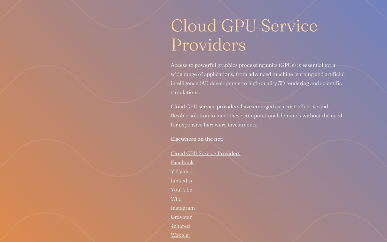 Cloud GPU Service Providers